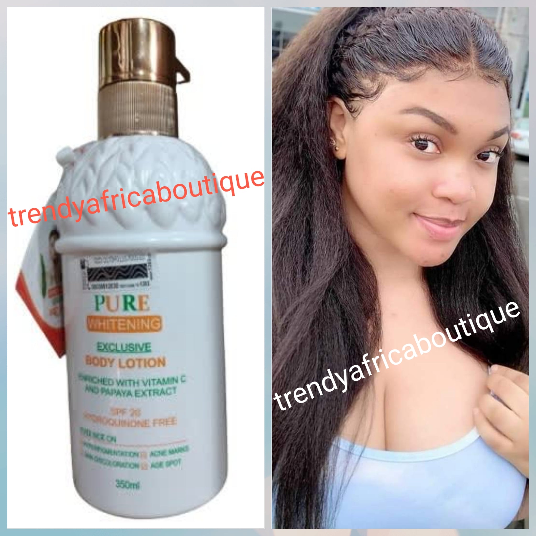 Pure Whitening exclusive Body lotion 350ml x 1. Vitamin C and papaya e ...