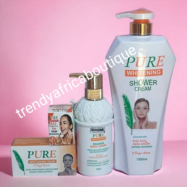 4pcs set Pure Whitening exclusive Body lotion 350ml, soap, shower crea ...