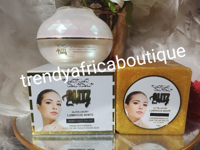 🔥🔥 BANGA!!! 2pc GLITZLUXURY LUMINOUS WHITE NIGHT FACE CREAM & FACE & B ...