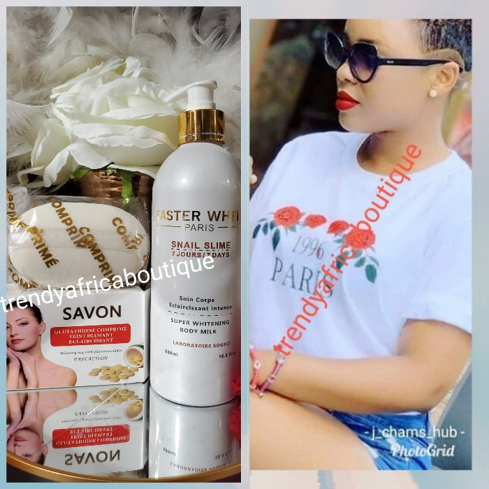 2pcs. Faster White Paris with snail slime 7 days action body lotion PL ...