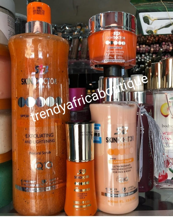 4pcs set: Skin Doctor Carrot Glow body lotion, shower gel, serum and f ...