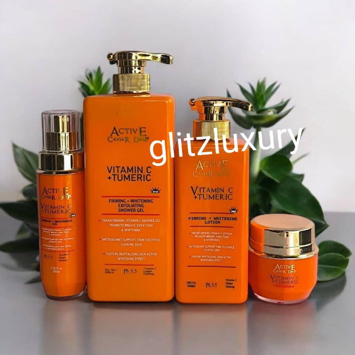 4pcs Glow set: Active Caviar with Vitamin C & tumeric skin firming, wh ...