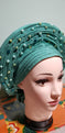 Mint green Auto-gele beaded and stoned. All made gele ready to wear. O ...