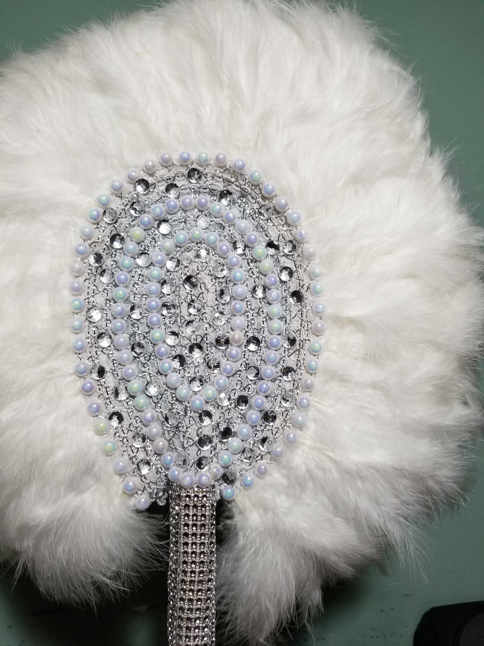 Small White/silver color, Nigerian hand made Feather hand fan. Custom ...