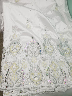 Price drop!! Pure White/White hand stoned Silk George wrapper. Nigeria ...