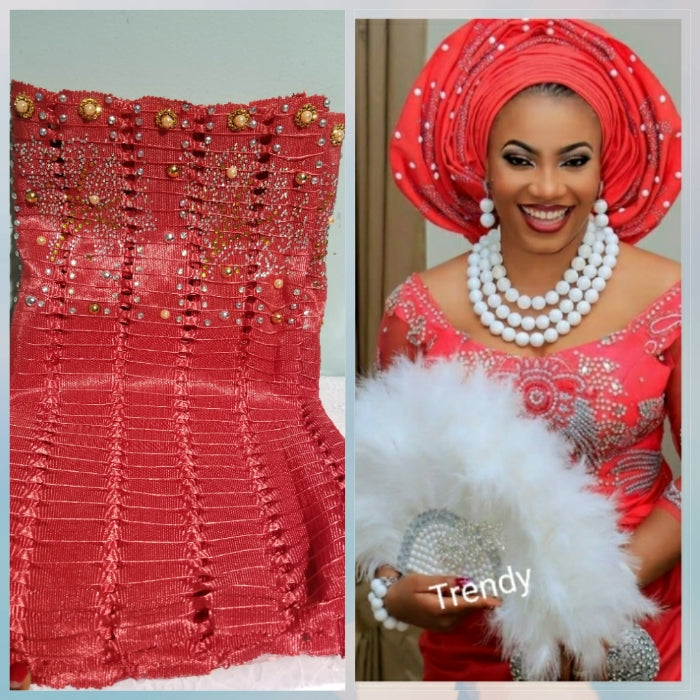 Beaddazzled Aso-oke Gele in sweet coral color. Super quality Nigerian ...