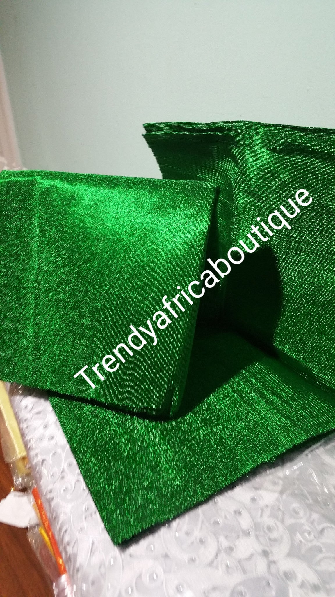 Beautiful Green color Aso-oke Gele set for Nigerian traditional head w ...