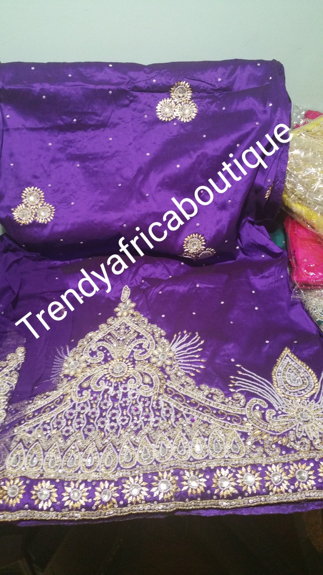 Purple Top Quality Heavily stoned/beaded VIP George wrapper for Igbo/N ...