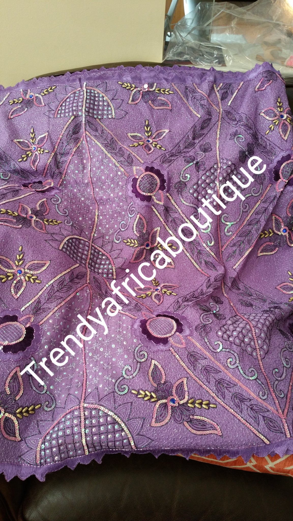 Lilac/purple Premium big Madam VIP. George Wrapper. Sold per 5yds/piec – Trendy Africa Boutique