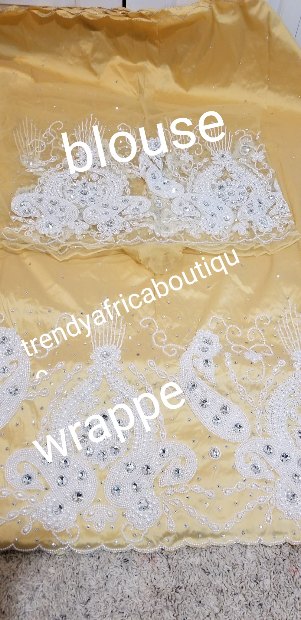 Light Gold Nigerian Traditional wedding George wrapper for special occ ...