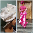 Off White turban design with white feather. Dress it up to chure or pa ...