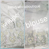 Price drop!! Pure White/White hand stoned Silk George wrapper. Nigeria ...