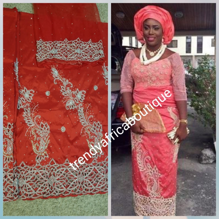 New arrival:Red VIP Celebrant Nigerian women George wrapper. Niger/Igb ...