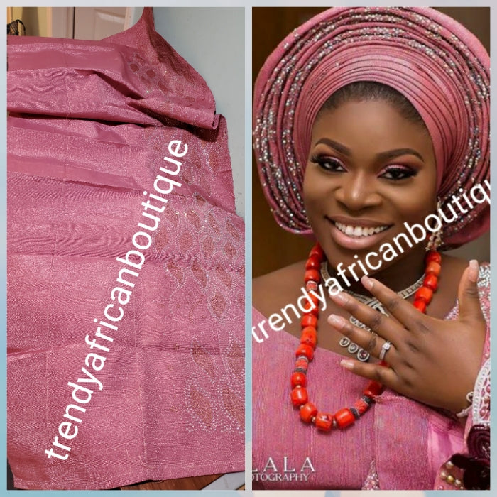 Sweet onion pink Bedazzled aso-oke. Nigerian woven traditional Aso-oke ...