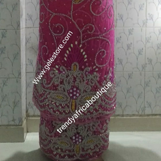 Bonus offer: Fuschia pink Super quality VIP/Celebrant Net George wrapp – Trendy Africa Boutique