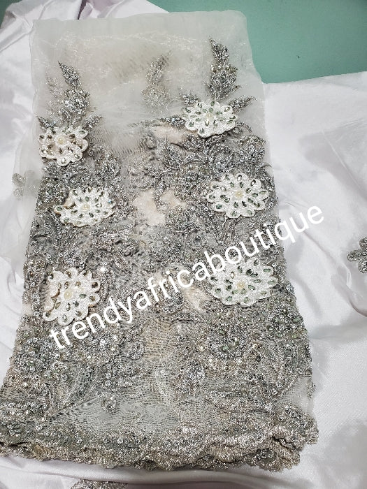 Quality pure White/White Taffeta Silk George wrapper for Nigerian wome ...