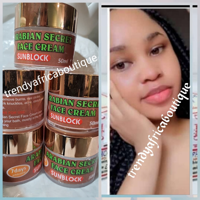 Arabian Secret Face cream with Sun block 50g jar x 1 jar. 7 days white ...