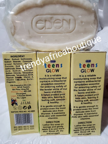 2 bar soap Eden teens and kids & teens body glow soap with vitamins ...