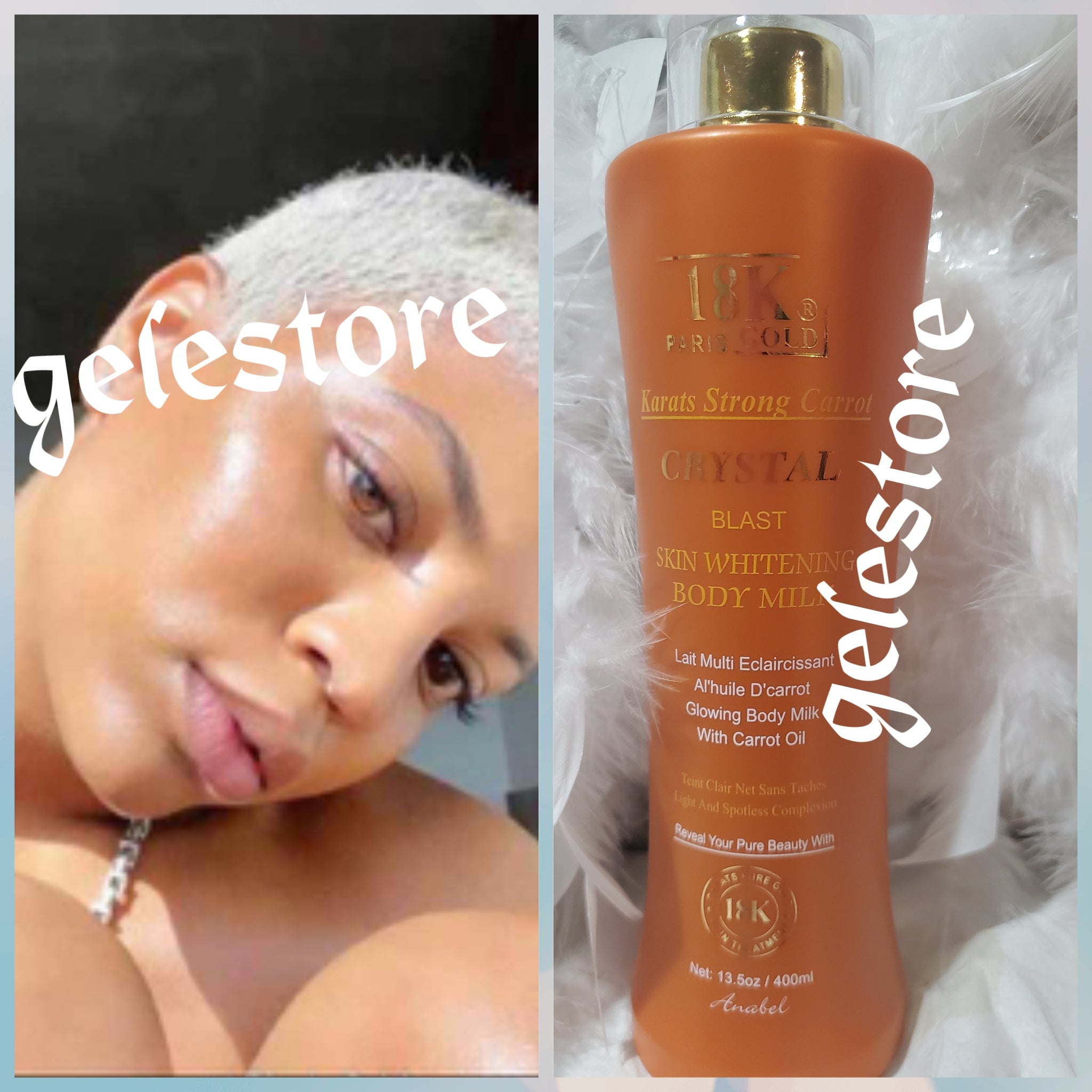 18k paris Gold strong carrot crystal blast whitening & glowing body mi ...